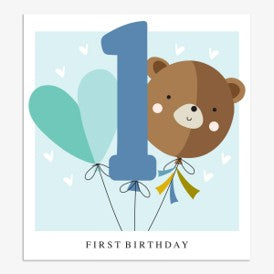 1st birthday blue card – Raindrops on Roses - St Albans