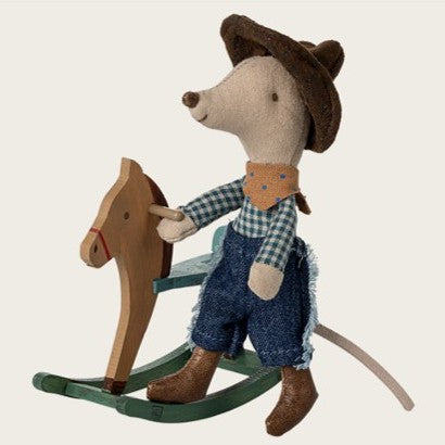 Cowboy mouse on rocking horse - little brother – Raindrops on Roses ...