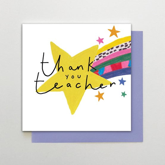 Thank you teacher yellow star Card – Raindrops on Roses - St Albans
