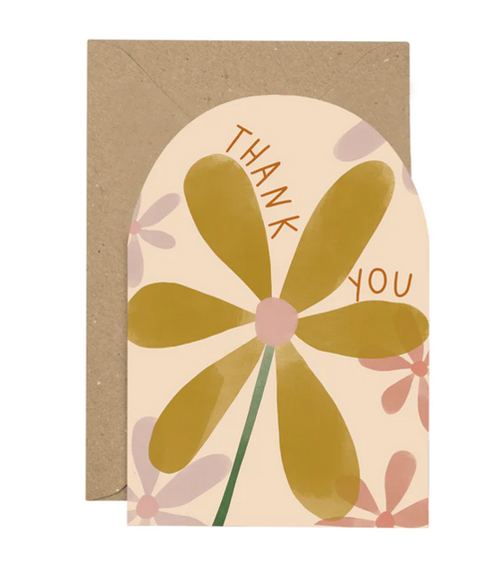 Thank you floral curved card – Raindrops on Roses - St Albans